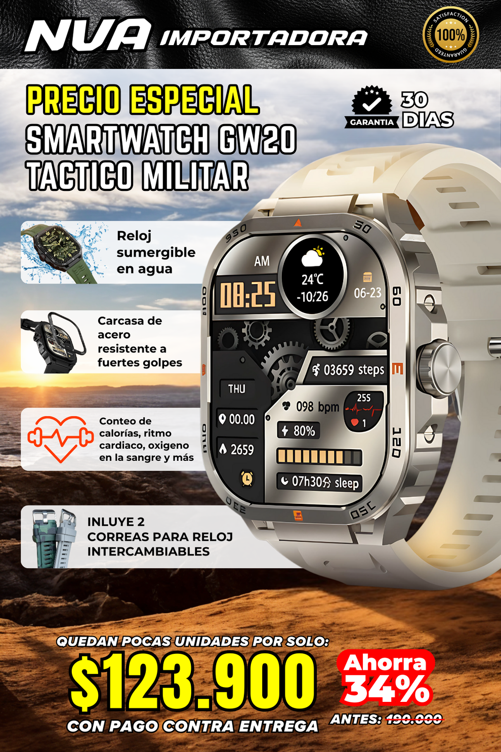 SMARTWATCH GW20 TACTICO MILITAR – NVA IMPORTADORA
